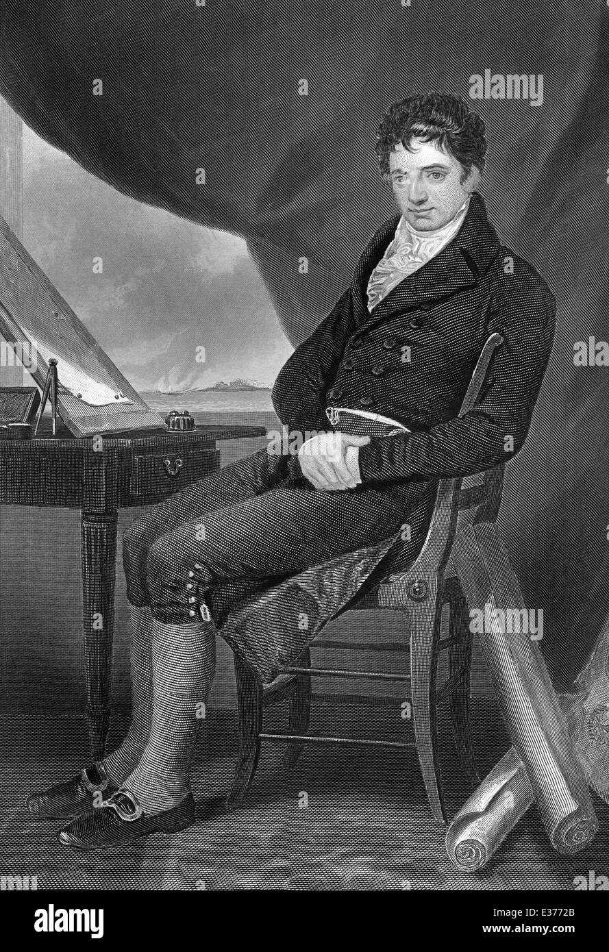 portrait of Robert Fulton, 1765 - 1815, an engineer who built ...