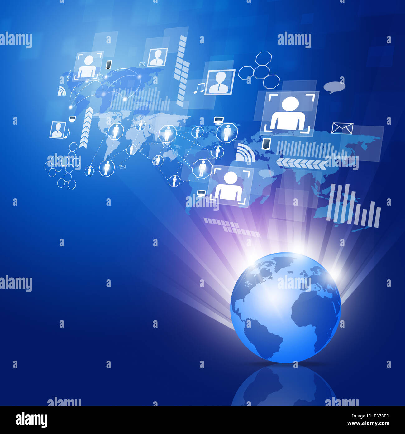abstract global network business connection blue background Stock Photo - Alamy