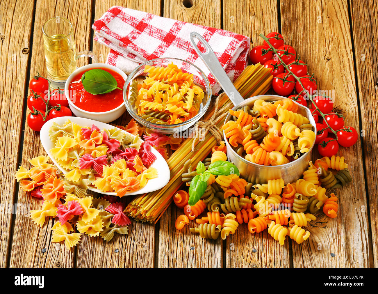 Various types of colored pasta Stock Photo - Alamy