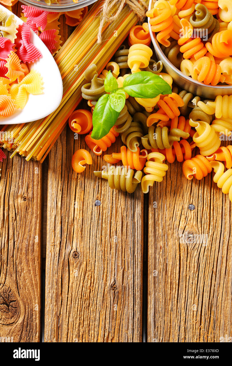 Various types of colored pasta Stock Photo - Alamy
