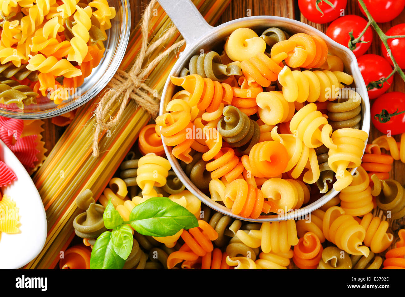 Various types of colored pasta Stock Photo - Alamy