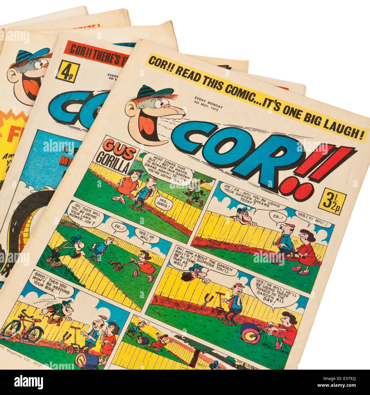 Set of vintage 1970's British "Cor!!" comics Stock Photo - Alamy