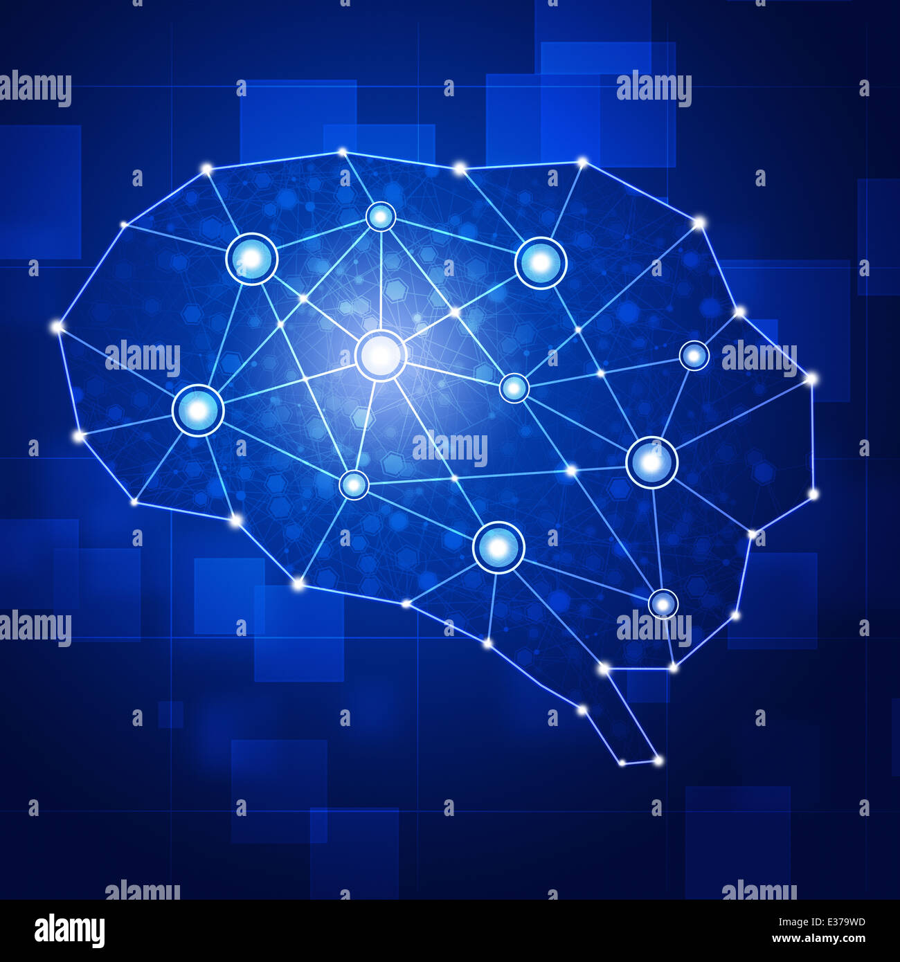abstract technology brain connection blue business background Stock ...