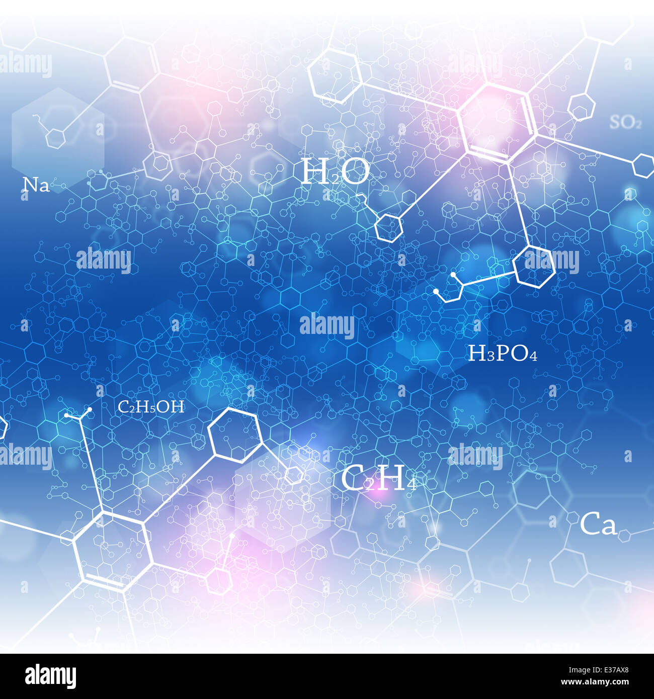 abstract blue technology and science background with chemistry elements ...
