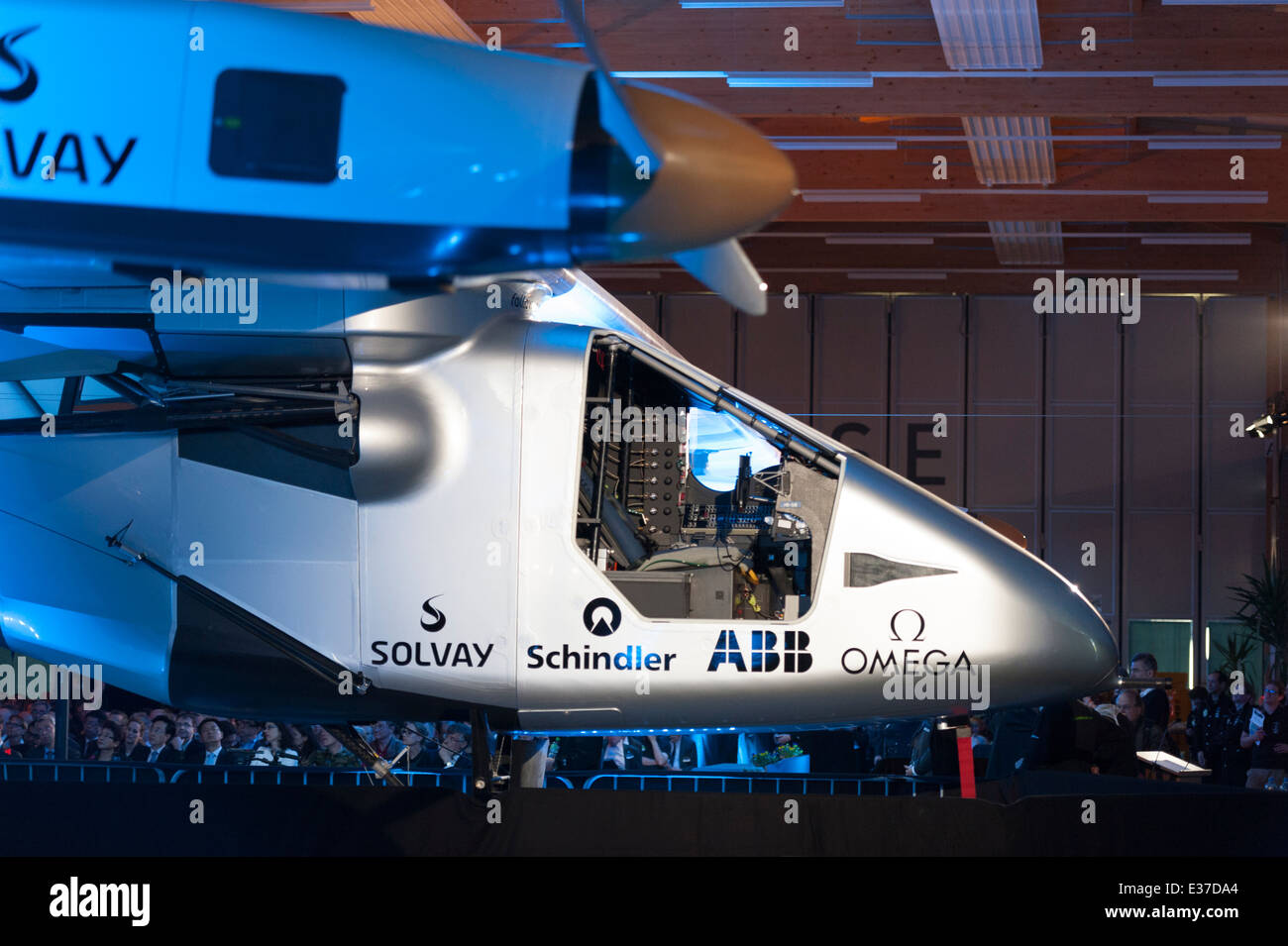 Detail of the spectacular solar powered aircraft "Solar Impulse 2" (SI2 ...