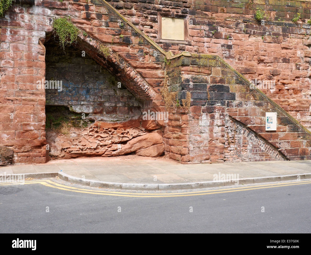 The Recorder`s steps,part of the City Walls in Chester Cheshire UK ...