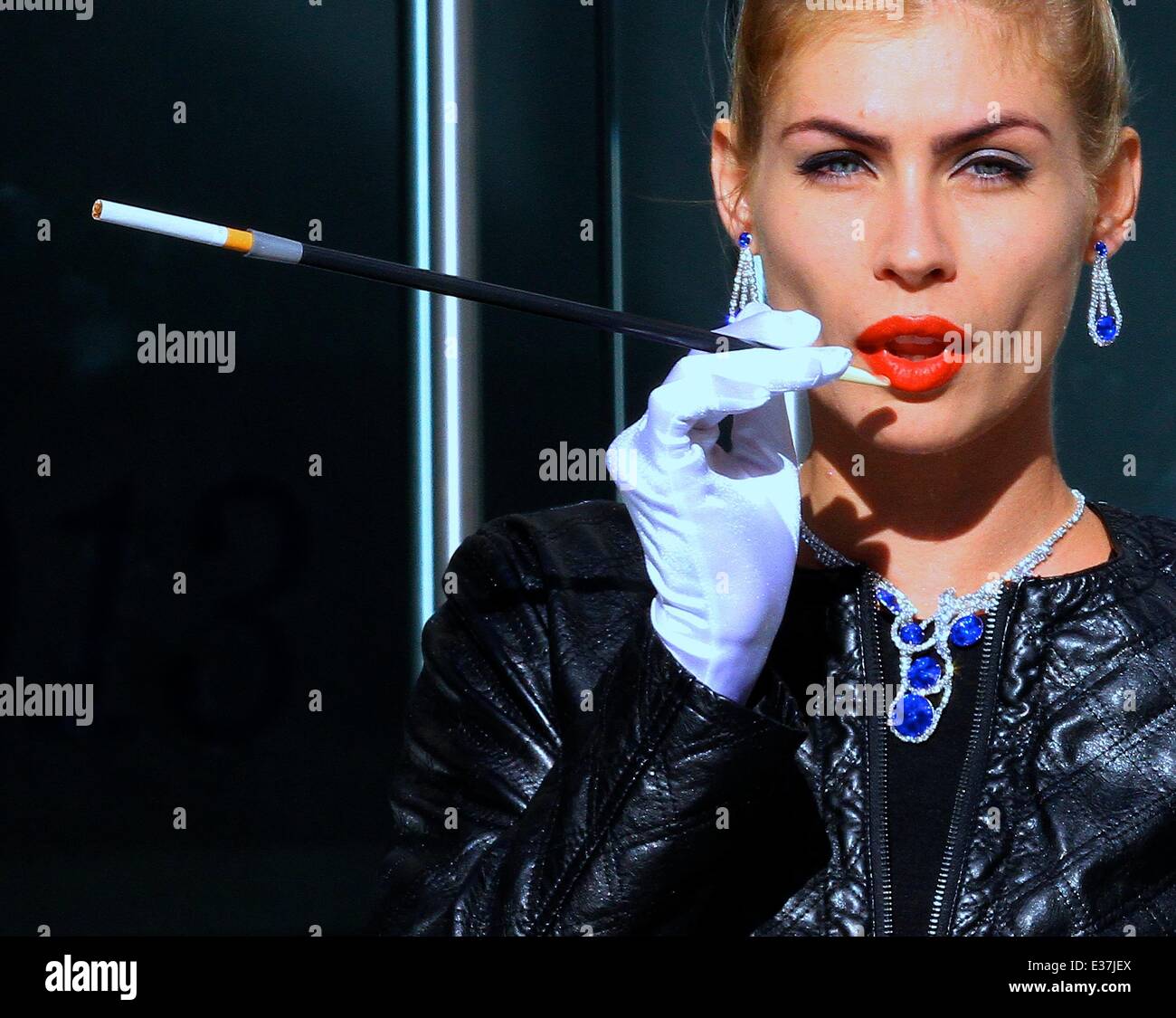 Judy Ironbow photo shoot using a vintage smoking stick in downtown Los ...