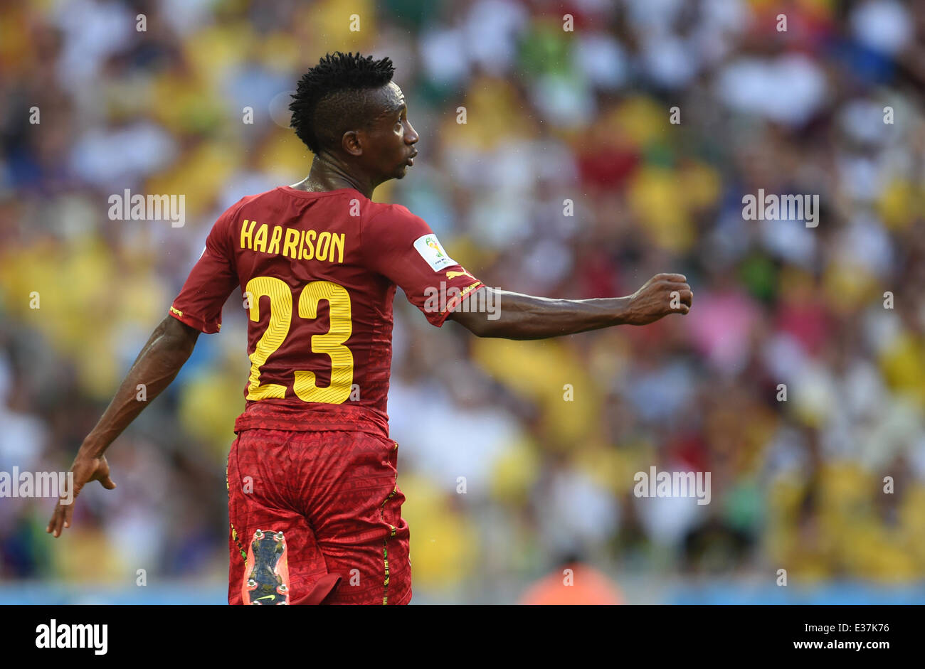 Harrison Afful of Ghana gestures during the FIFA World Cup 2014 group G ...