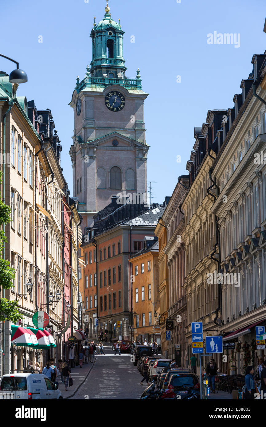 Vasterlanggatan and the german church tower hi-res stock photography ...