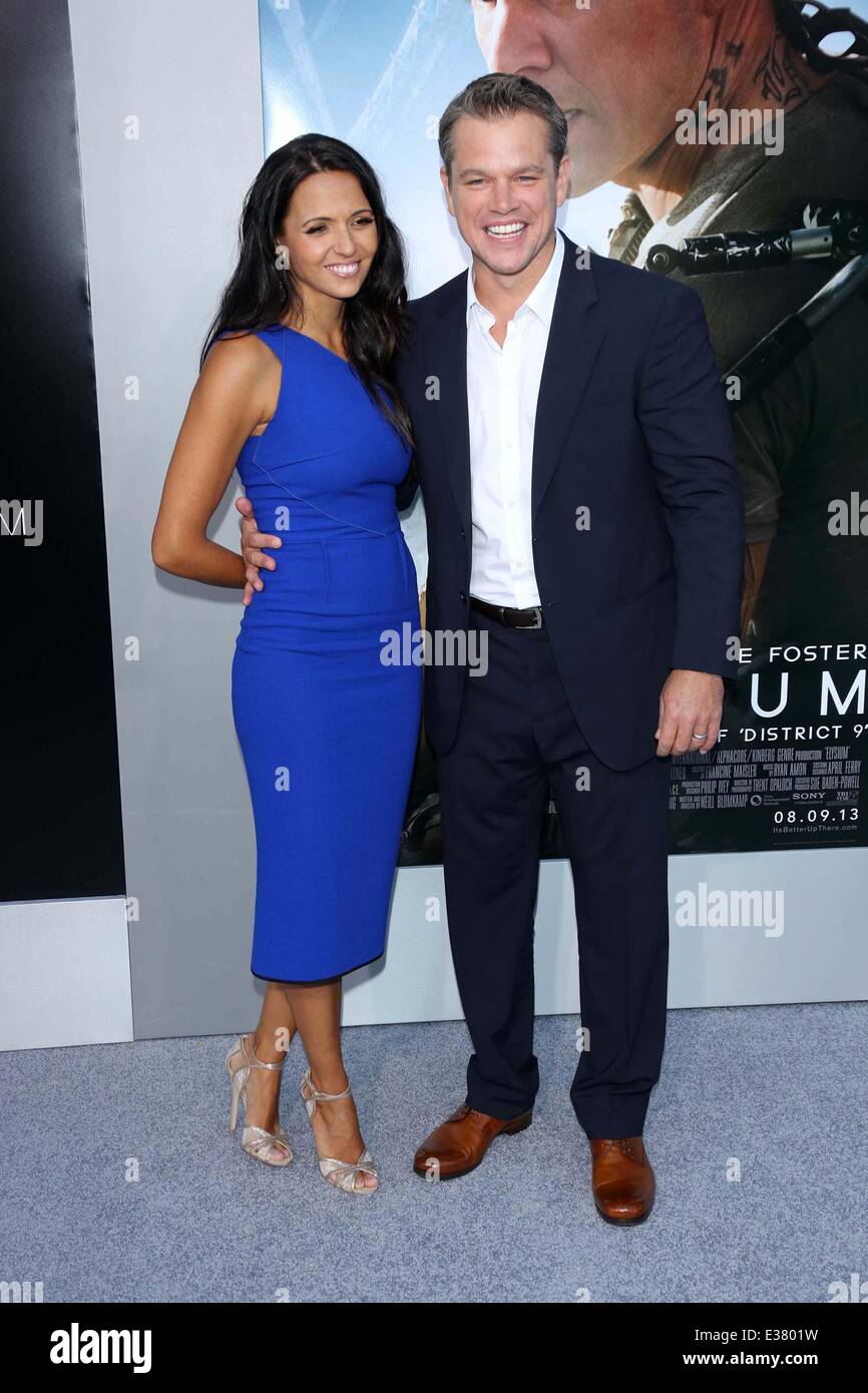Elysium - Los Angeles Premiere Featuring: Matt Damon,Luciana Barroso ...