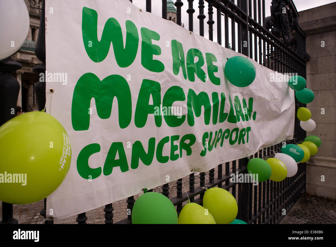 Belfast City Hall,UK. 22nd June 2014. We are Macmillan Cancer banner at ...