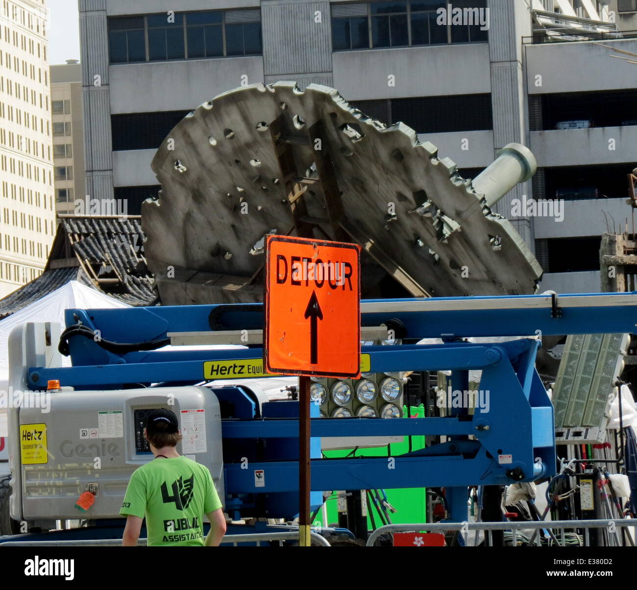 Pictures from the film set for Transformers 4 in Detroit Michigan. Mark ...