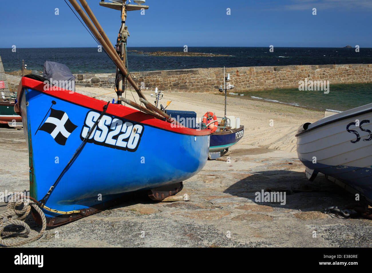 Fishing boats at Sennen Cove harbour, West Cornwall, England, UK Stock ...