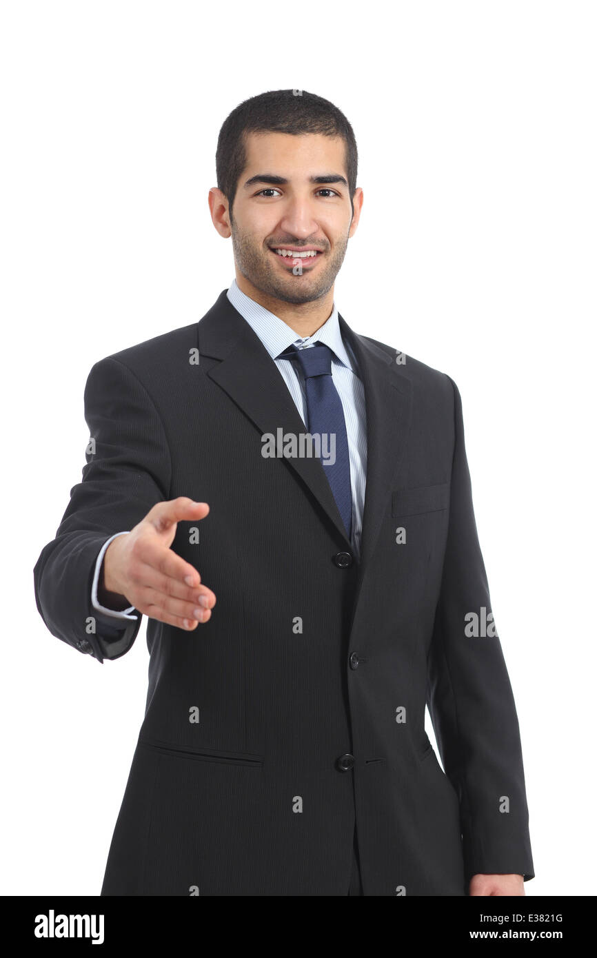 Smiling man white background handshake hi-res stock photography and ...