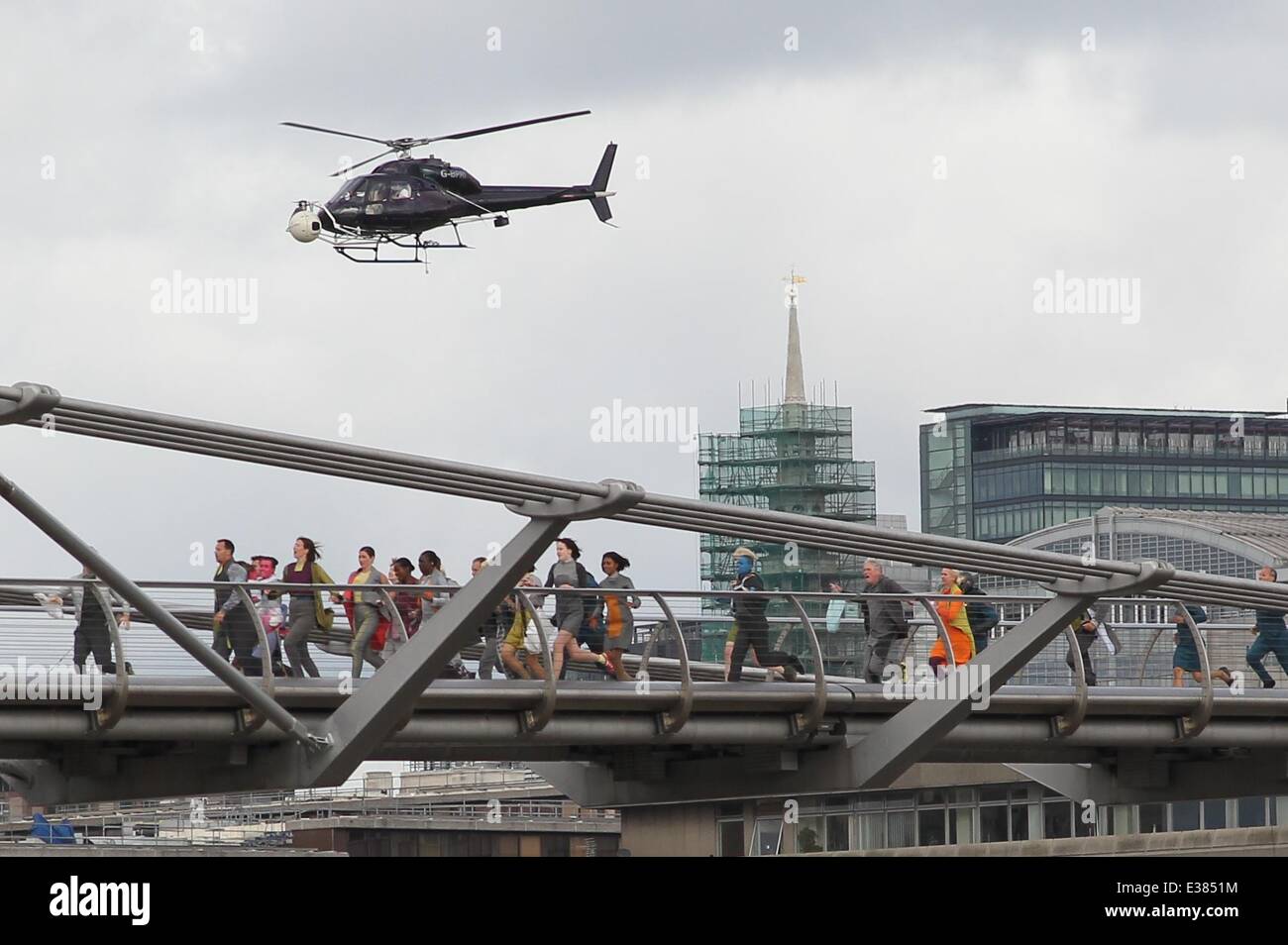 Cast and crew shoot scenes for the movie Guardians of the Galaxy on the ...