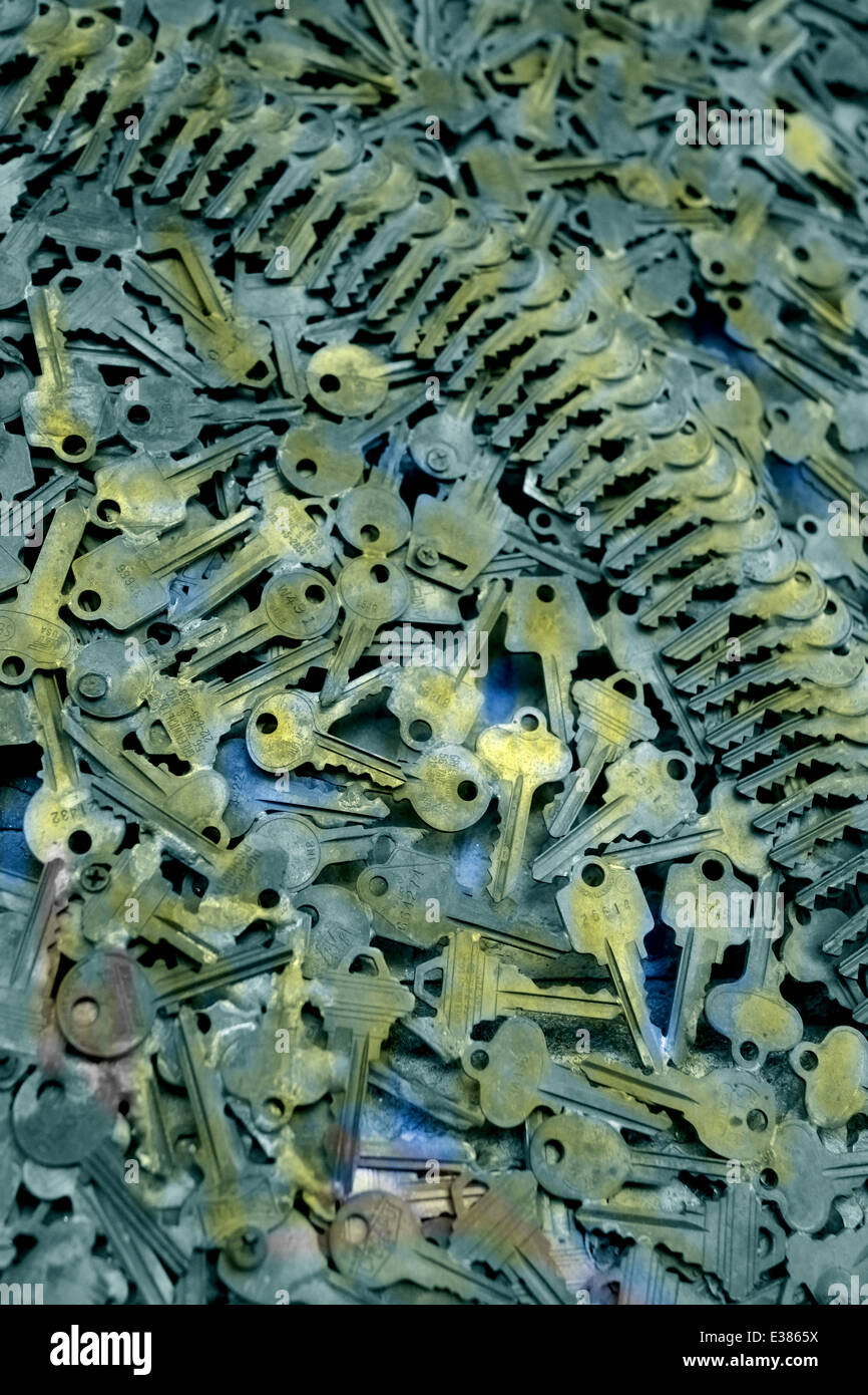 Close up of keys piles with shallow depth of field. Dramatic image with ...