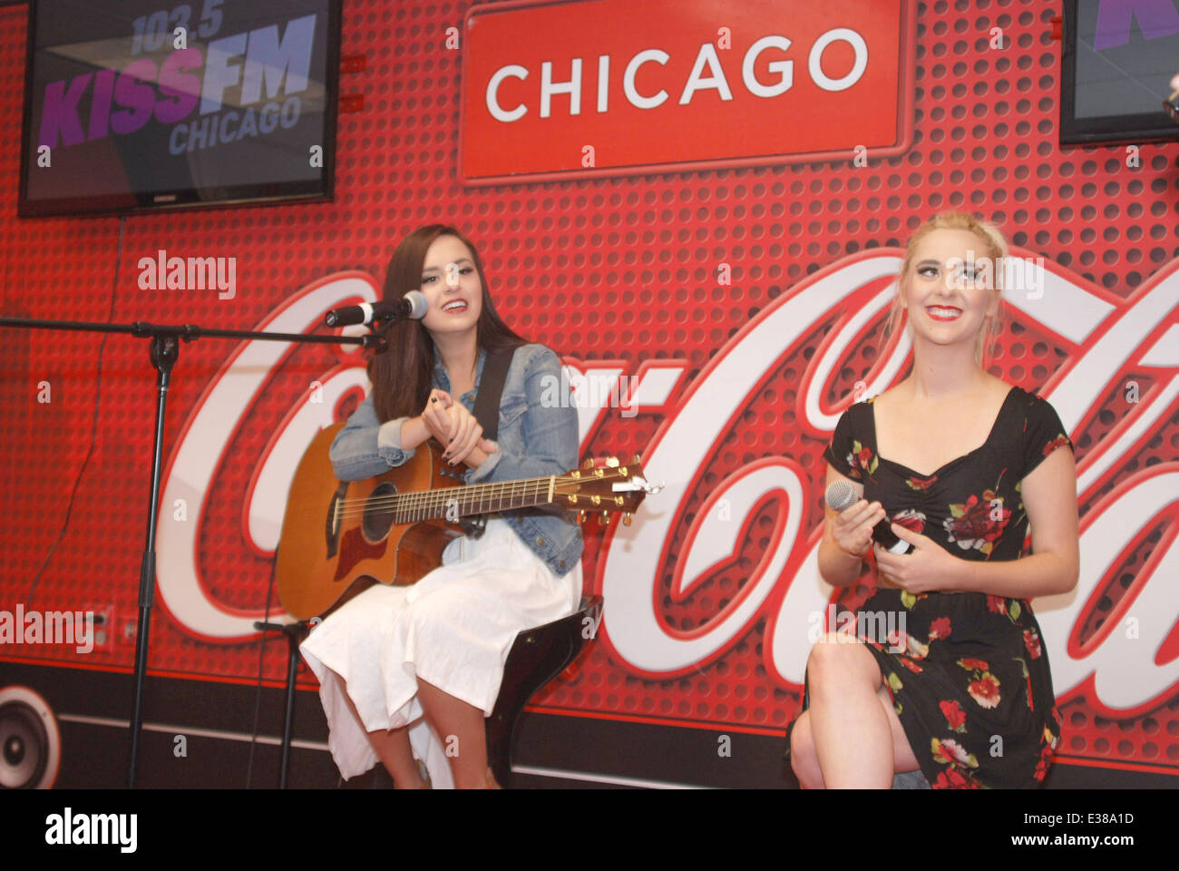 Megan & Liz at Chicago's KISS FM Coca Cola Lounge on August 12, 2013 ...