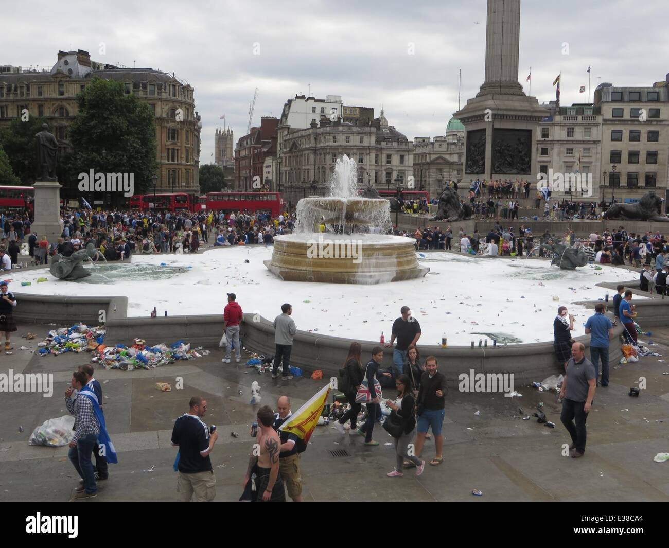 Scottish Football fans gather at Trafalgar Square in Central London ...
