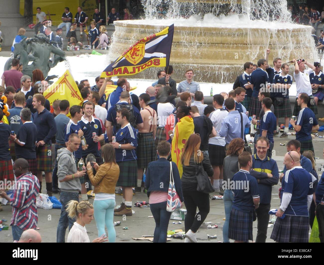 Scottish Football fans gather at Trafalgar Square in Central London ...