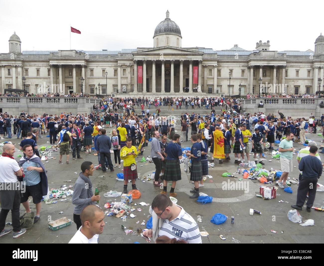Scottish Football fans gather at Trafalgar Square in Central London ...