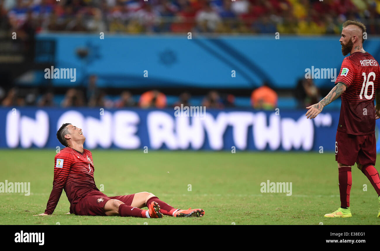 Manaus, Brazil. 22nd June, 2014. Cristiano Ronaldo (L) of Portugal and ...