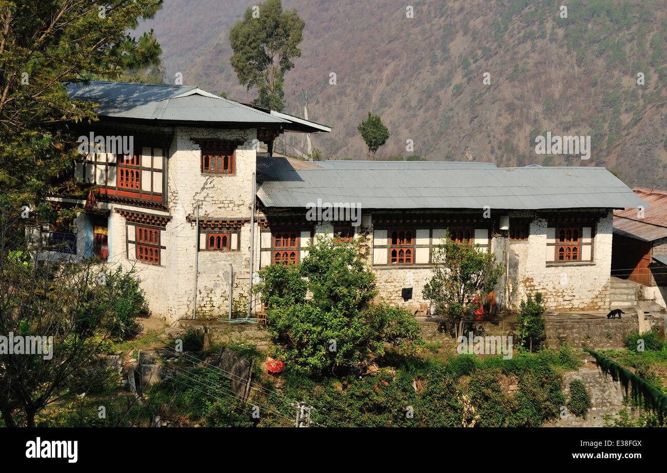 Traditional hotel, Trashigang, Eastern Bhutan Stock Photo - Alamy