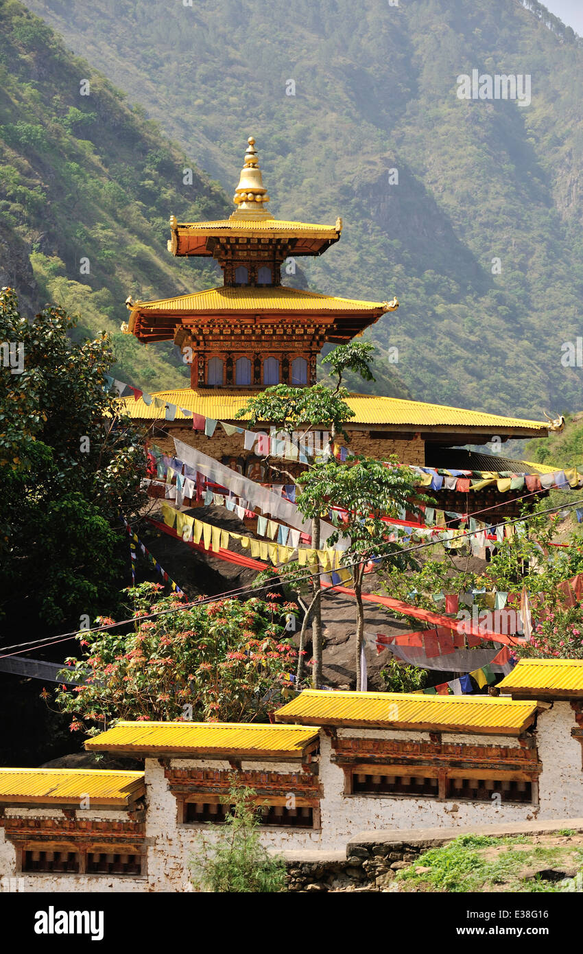 Buddhist temple, Gom Kora, Eastern Bhutan Stock Photo - Alamy