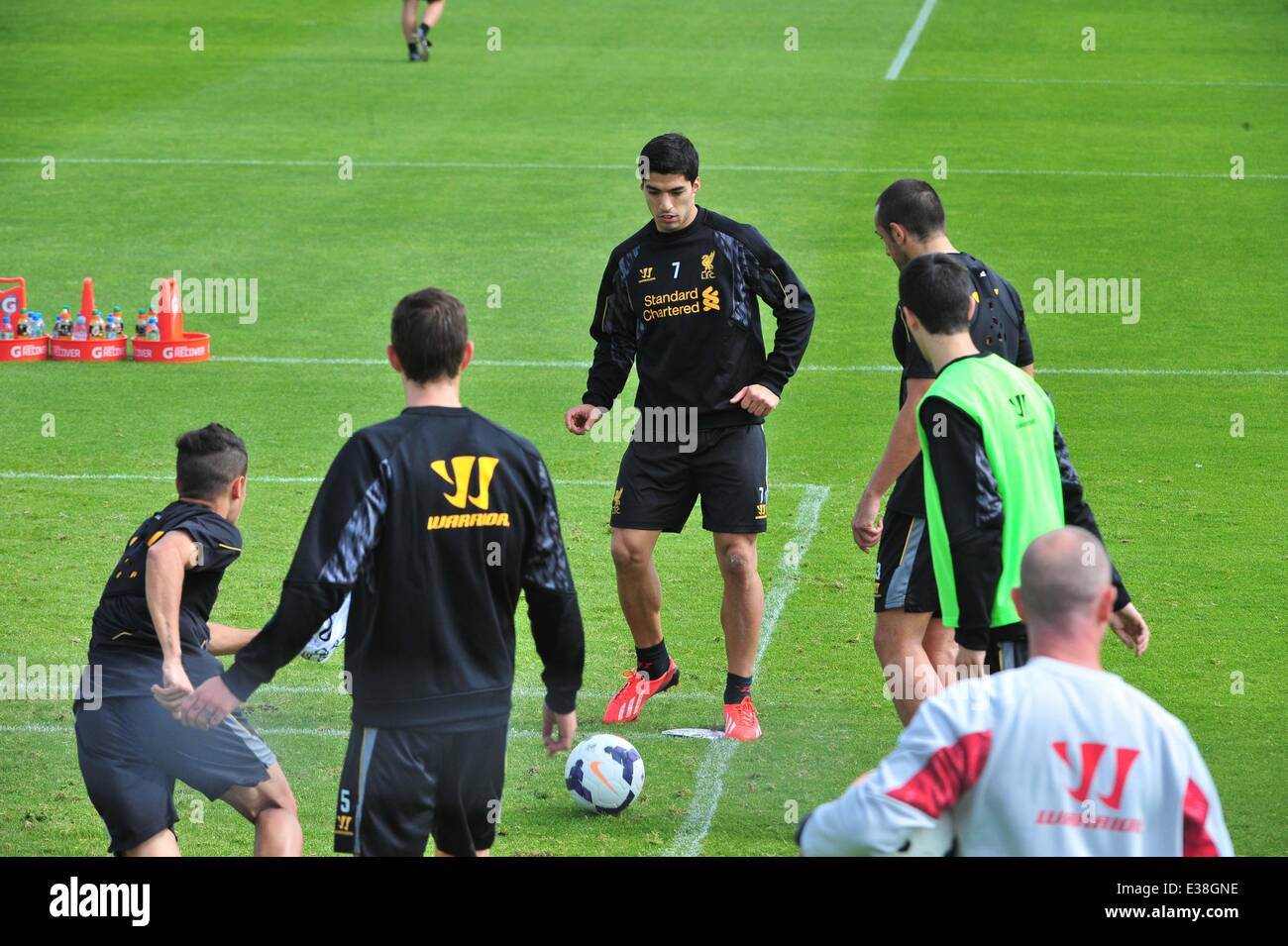 Luis Suarez was all smiles and looked like he was glad to be back ...