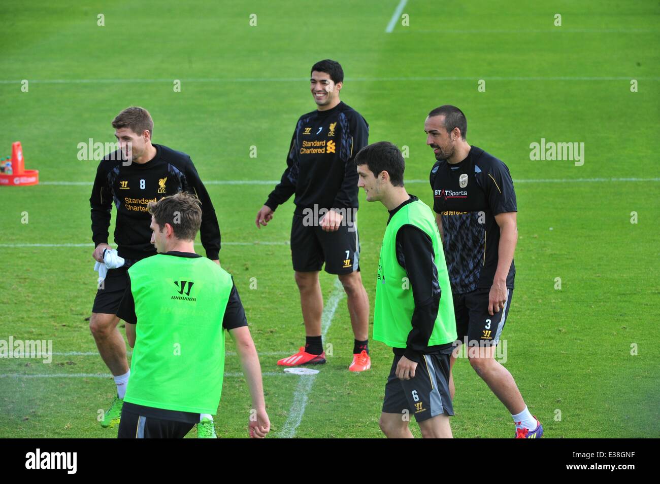 Luis Suarez was all smiles and looked like he was glad to be back ...