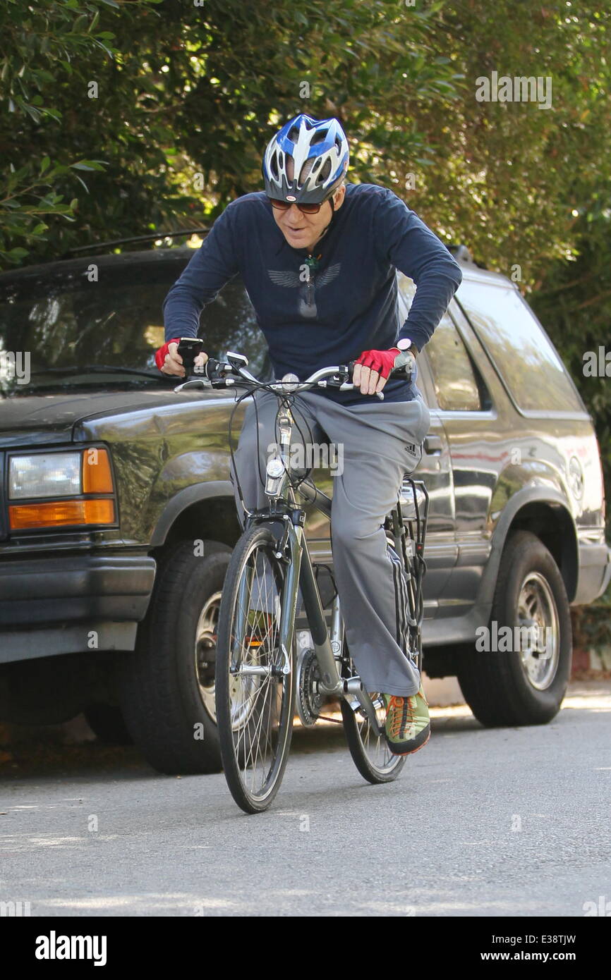 Steve Martin rides his bike in Beverly Hills Featuring: Steve Martin ...