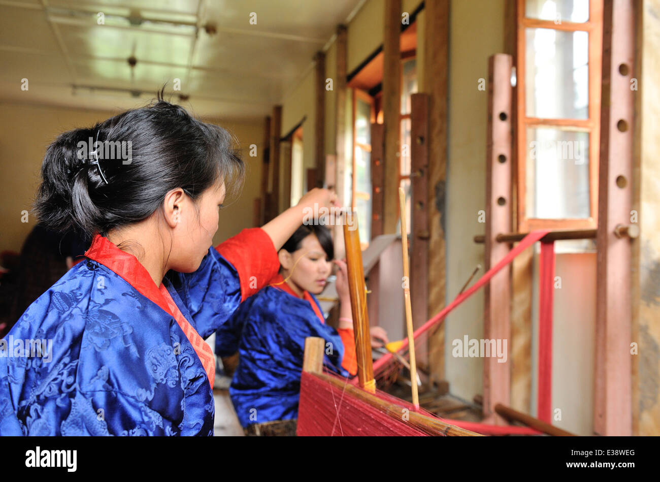 Girls learning the craft of weaving in National Institute for the ...