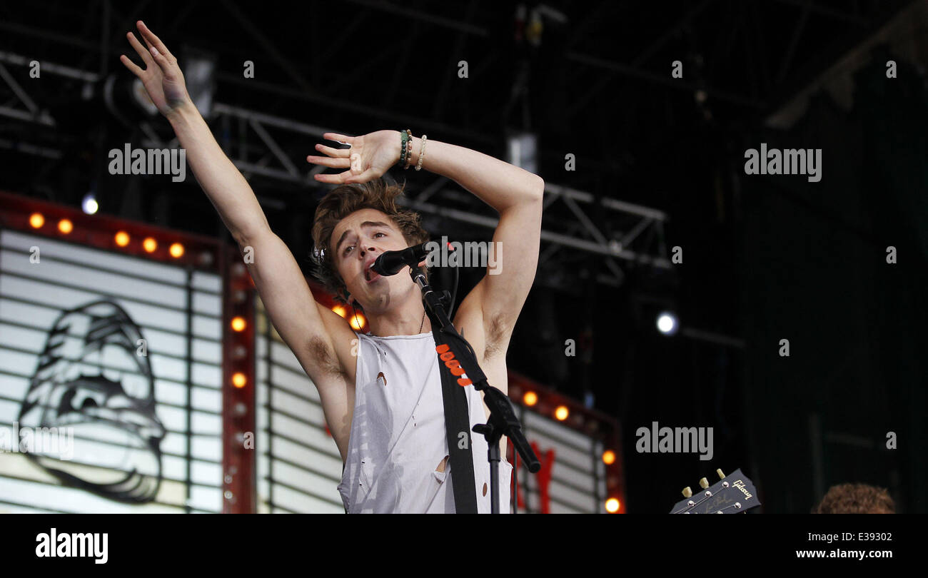 McFly perform live at Newmarket Racecourse Featuring: McFly,Tom ...