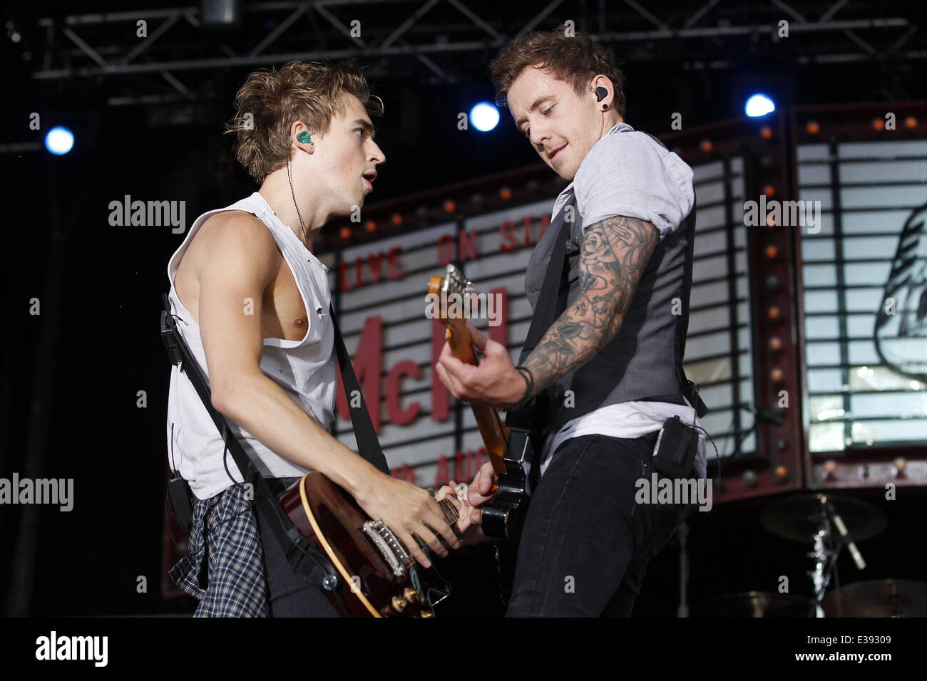 McFly perform live at Newmarket Racecourse Featuring: McFly,Danny Jones ...