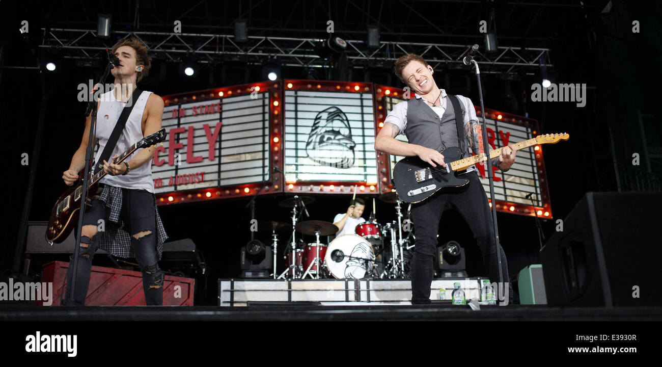 McFly perform live at Newmarket Racecourse Featuring: McFly,Danny Jones ...