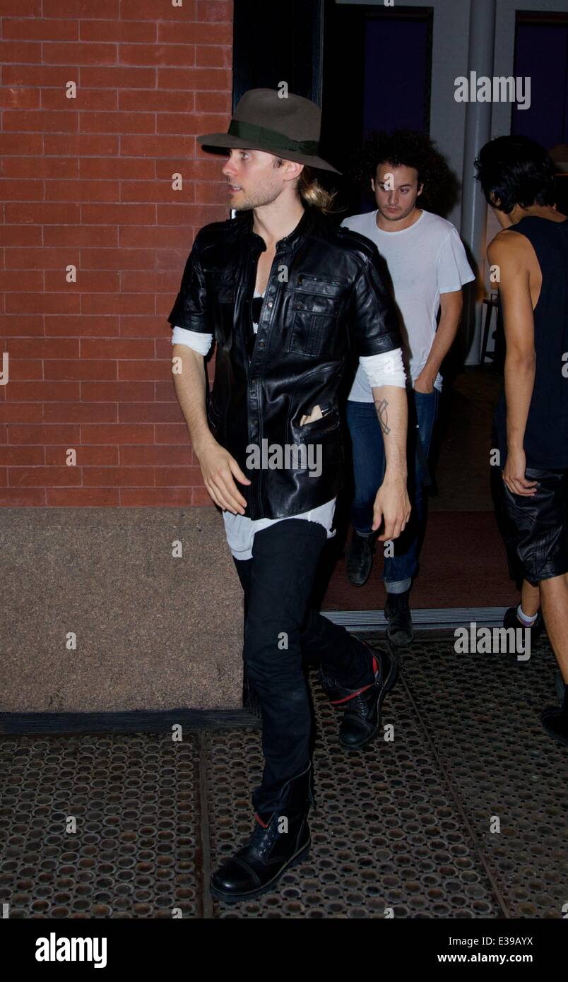 Jared Leto out and about walking around Soho wearing an Indiana Jones ...