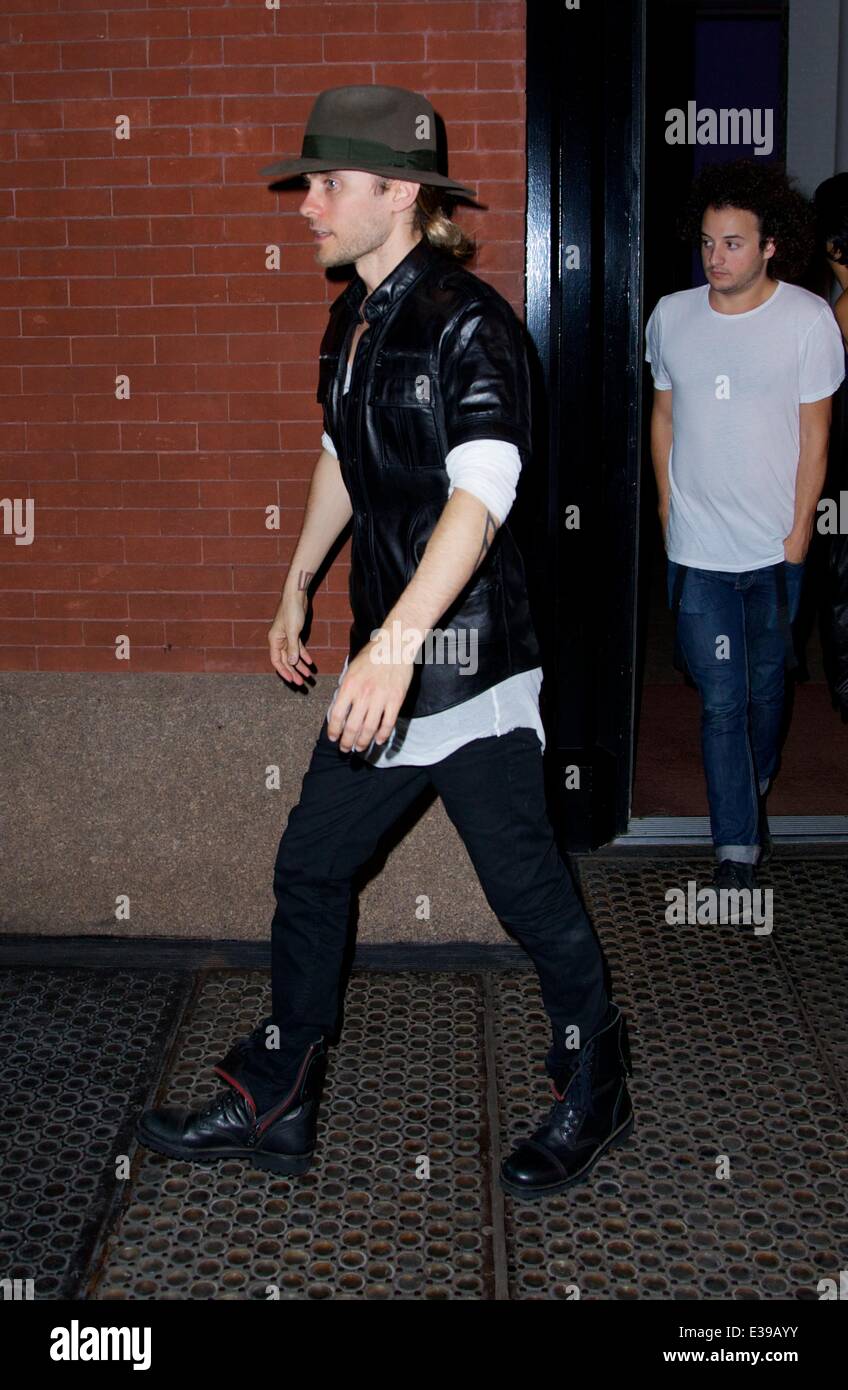 Jared Leto out and about walking around Soho wearing an Indiana Jones ...