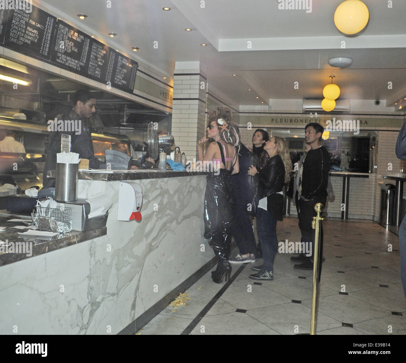 Lady Gaga seen dinning out at SeaShells Fish and Chip Shop in London ...