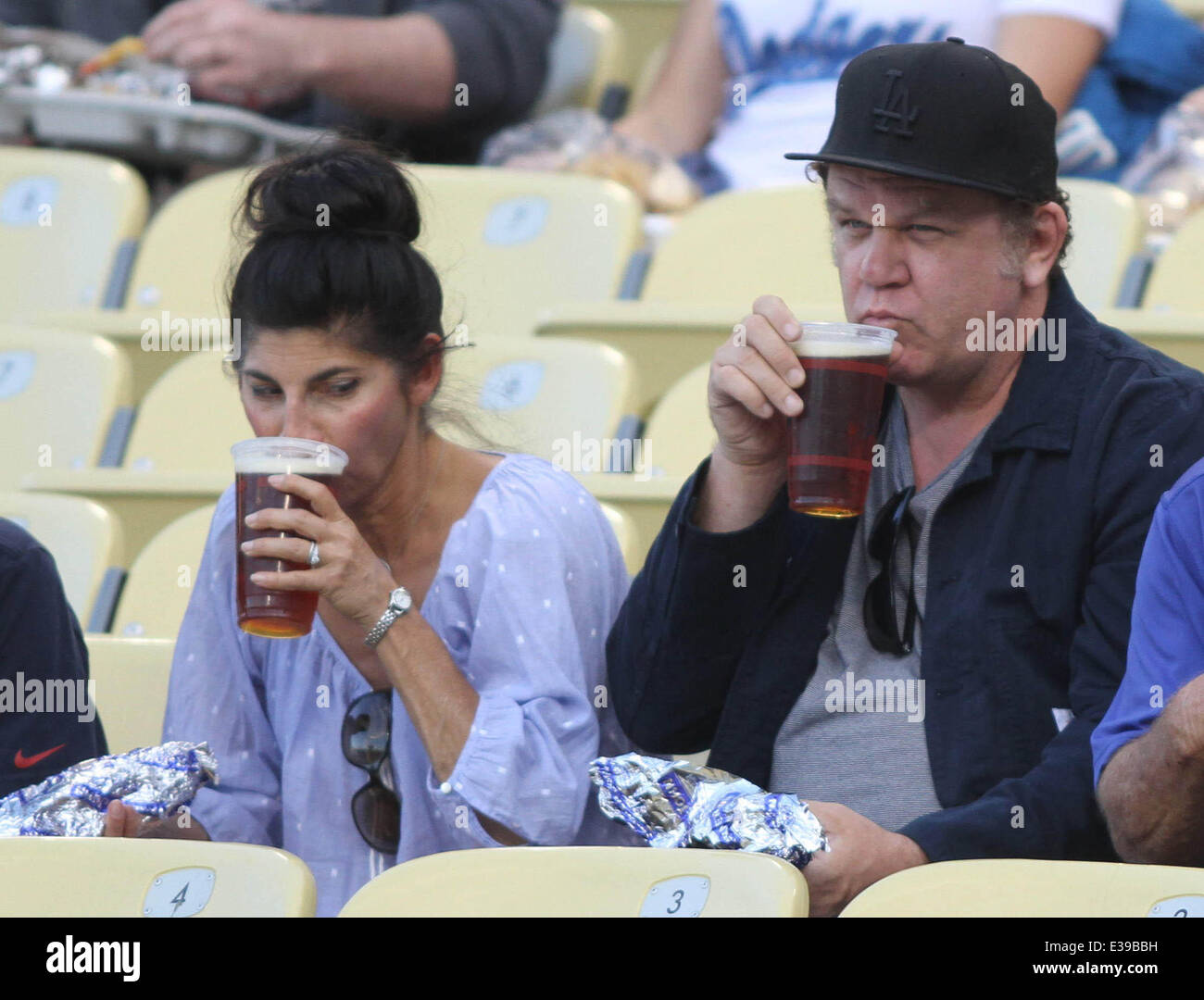 Celebrities at the Los Angeles Dodgers baseball game Featuring: John C ...