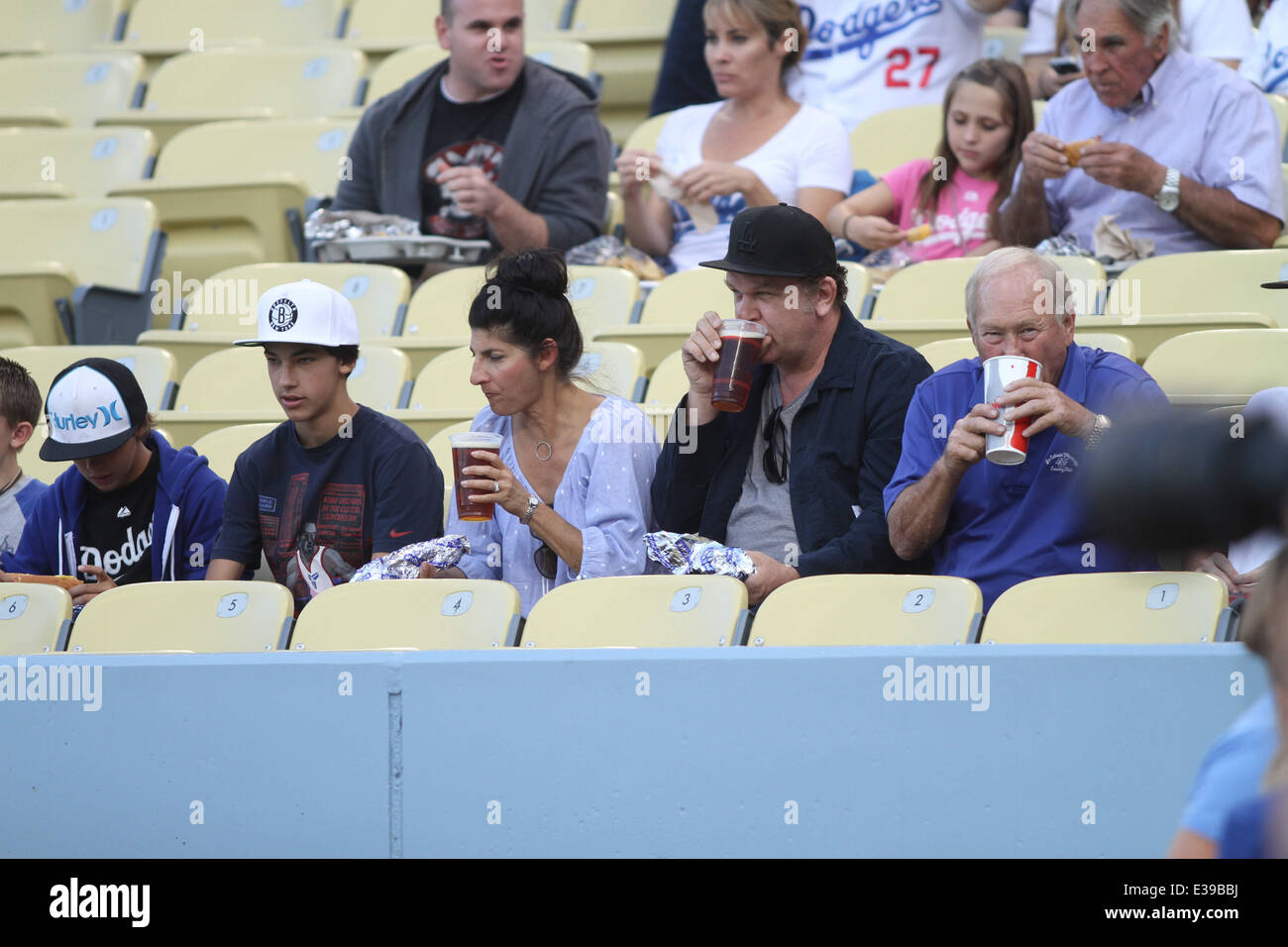 Celebrities at the Los Angeles Dodgers baseball game Featuring: John C ...