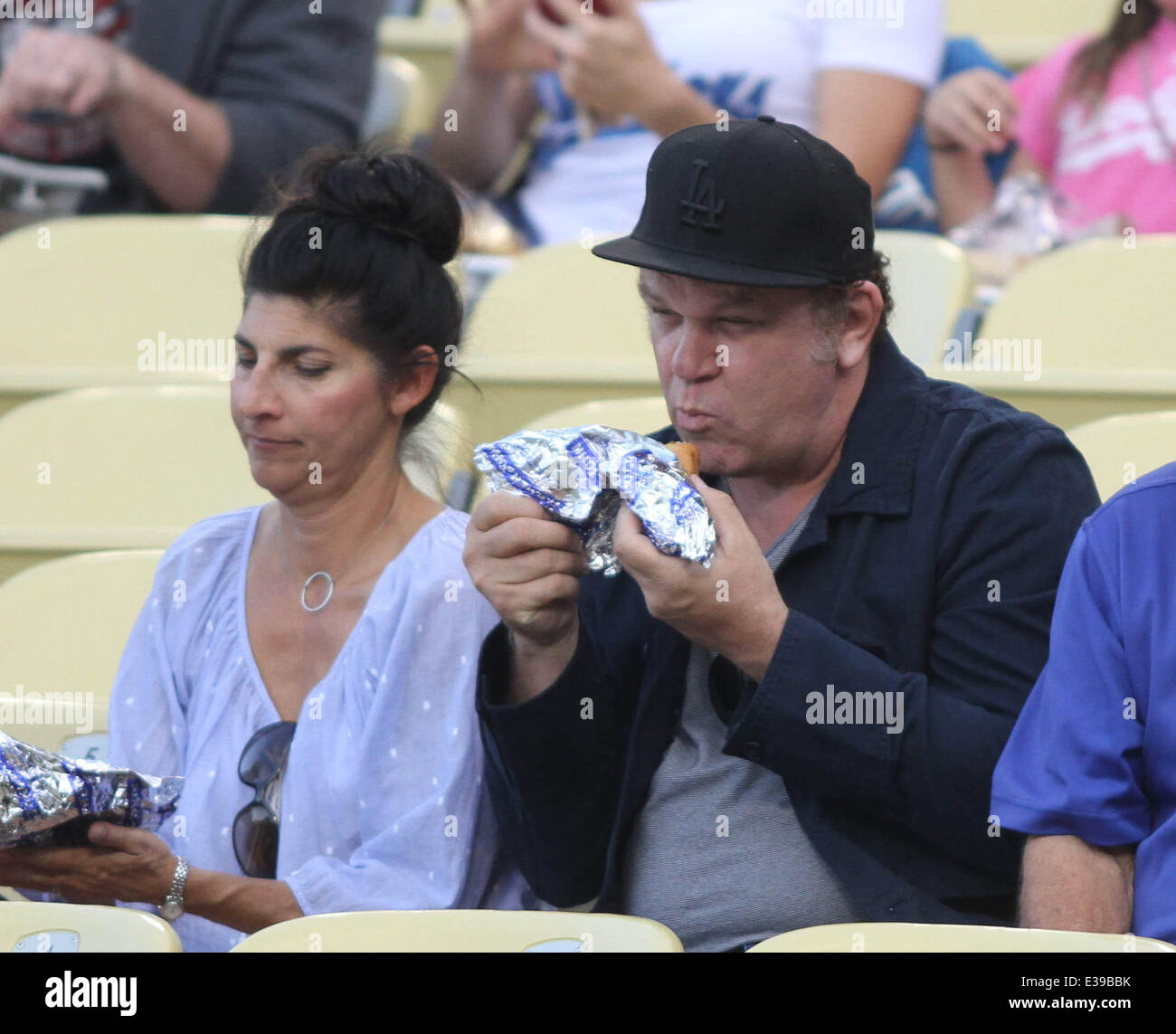 Celebrities at the Los Angeles Dodgers baseball game Featuring: John C ...