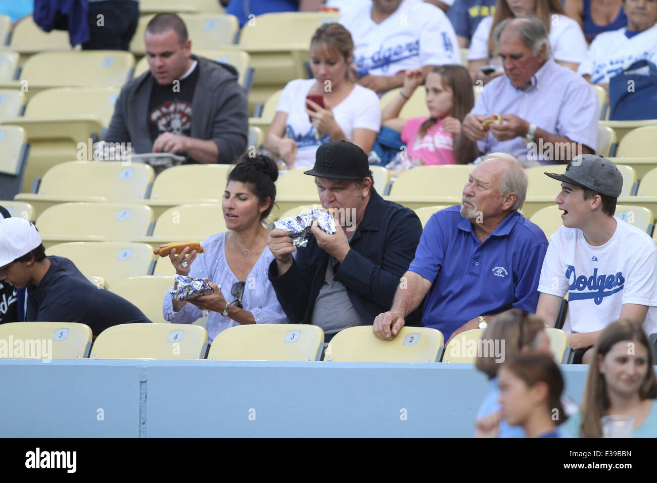 Celebrities at the Los Angeles Dodgers baseball game Featuring: John C ...