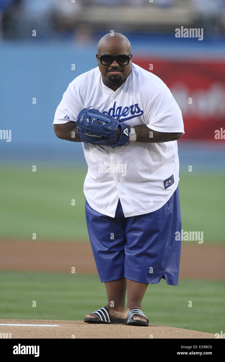 Celebrities at the Los Angeles Dodgers baseball game Featuring: Cee Lo ...