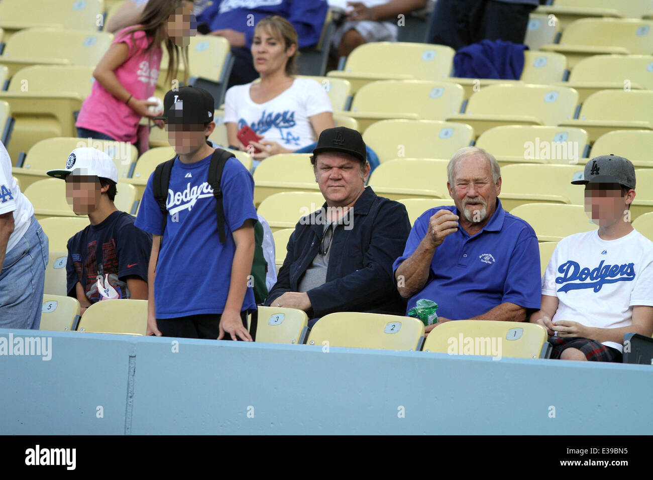 Celebrities at the Los Angeles Dodgers baseball game Featuring: John C ...