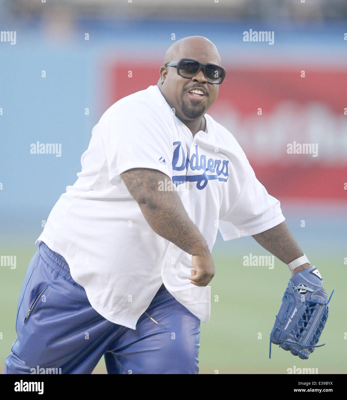 Celebrities at the Los Angeles Dodgers baseball game Featuring: Cee Lo ...