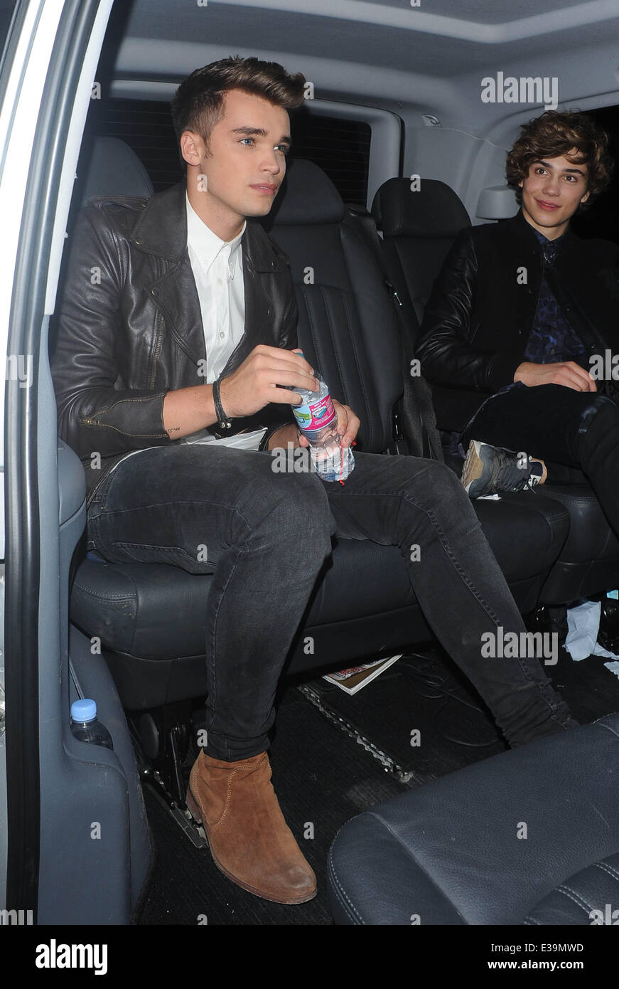 Union J band members Josh Cuthbert and George Shelley leave filming the ...