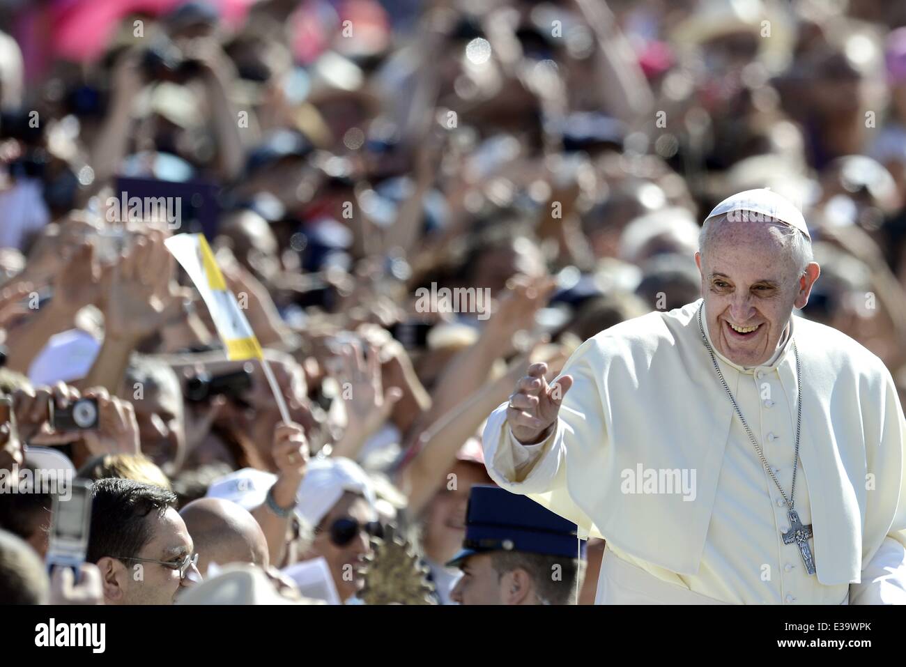 Pope Francesco I during his weekly open-air general audience Featuring ...