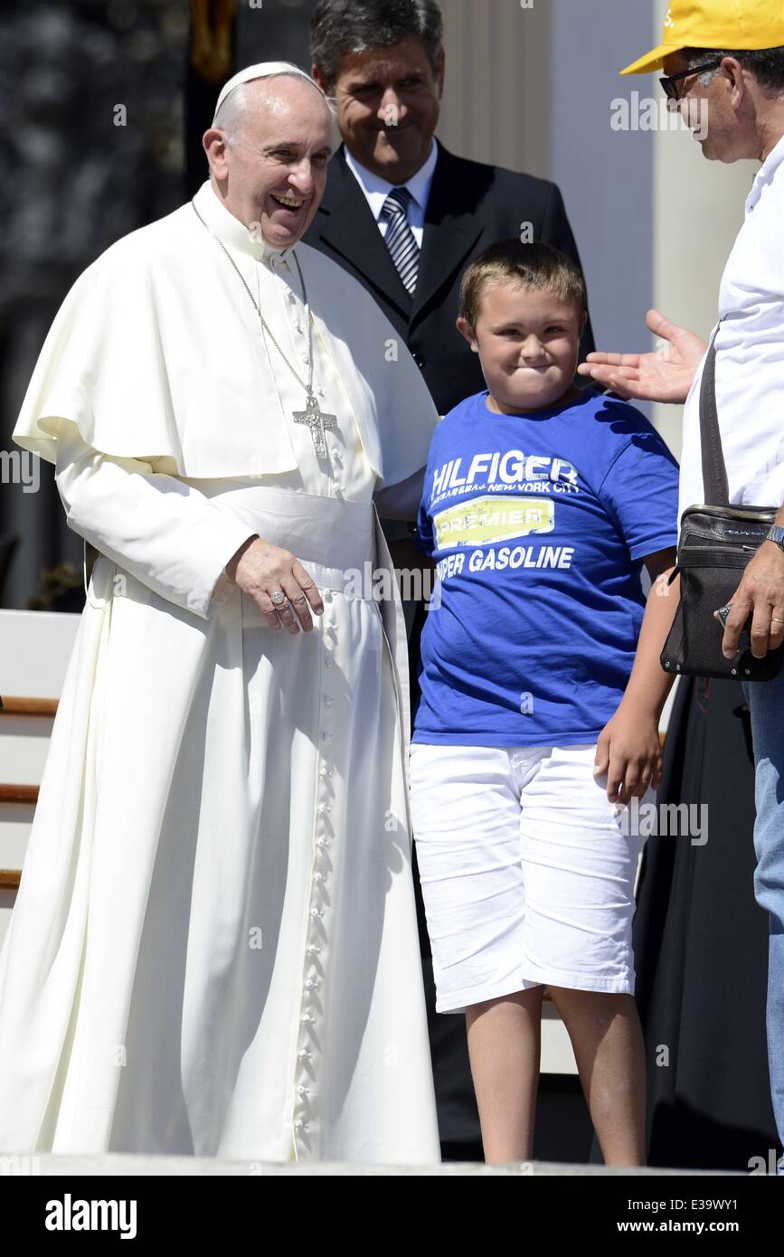 Pope Francesco I during his weekly open-air general audience Featuring ...