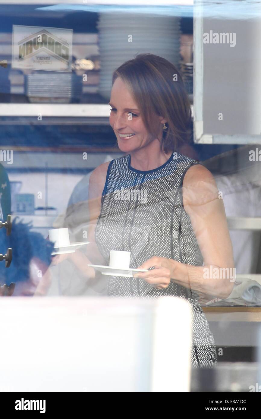 Helen Hunt filming her forthcoming movie Ride at the Superba restaurant ...