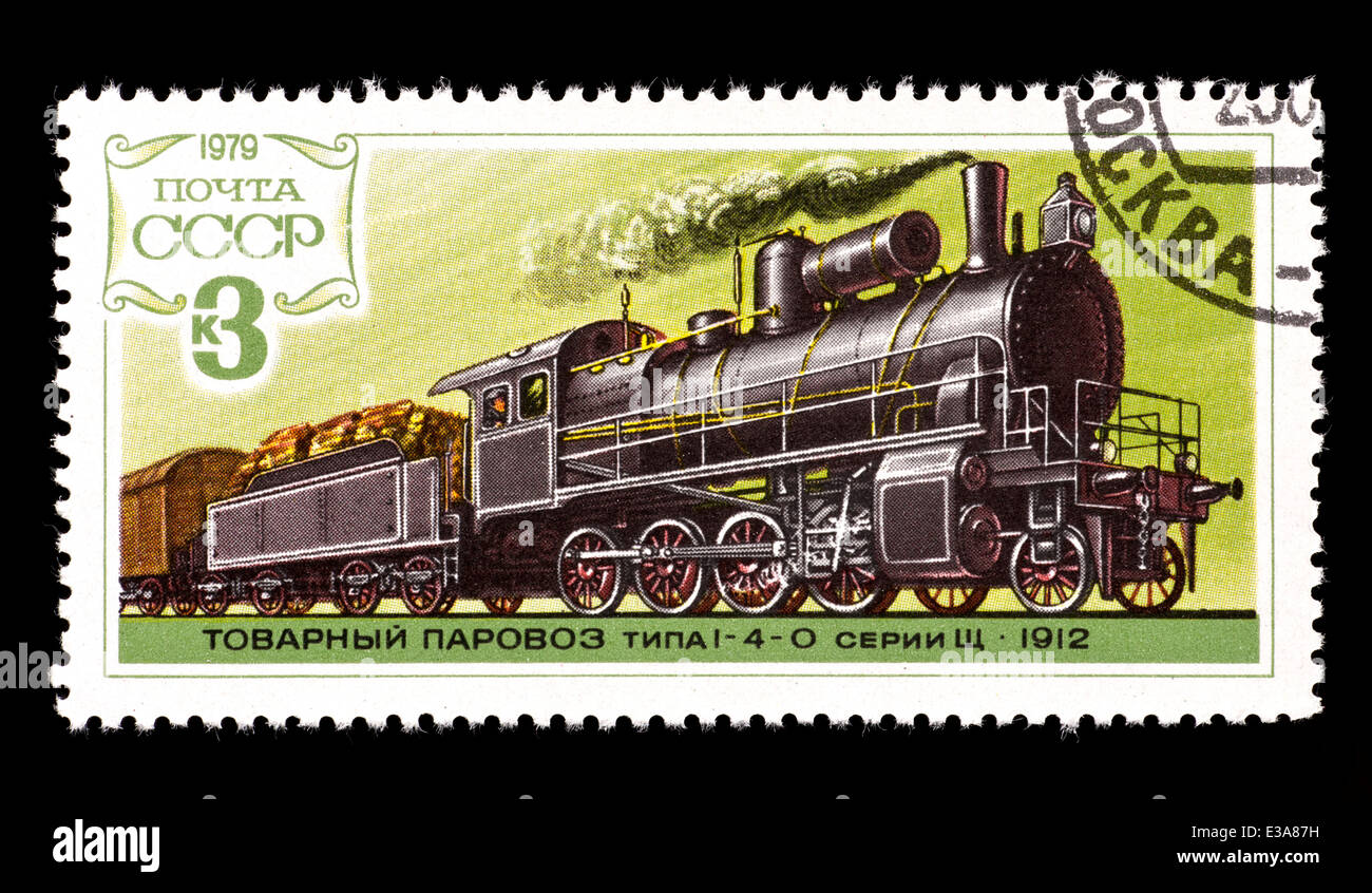 Postage stamp from the Soviet Union (USSR) depicting a 1-4-0 steam ...