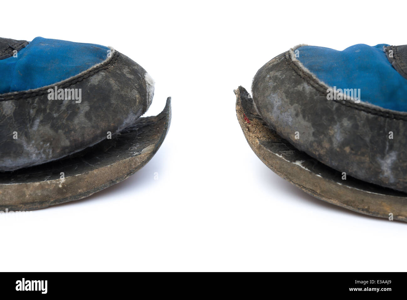 close up of broken shoes on white background Stock Photo - Alamy